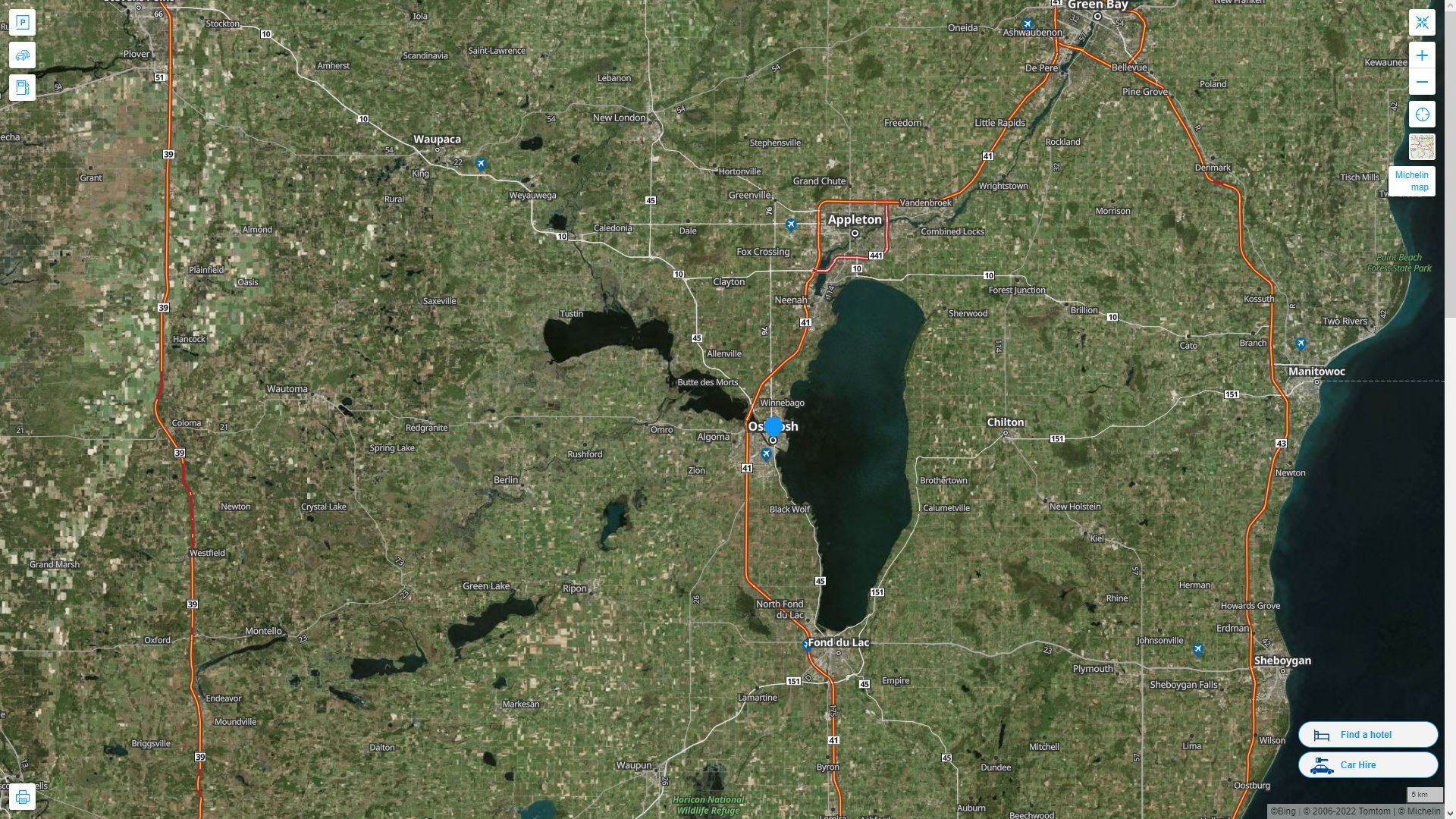 Oshkosh, Wisconsin Map