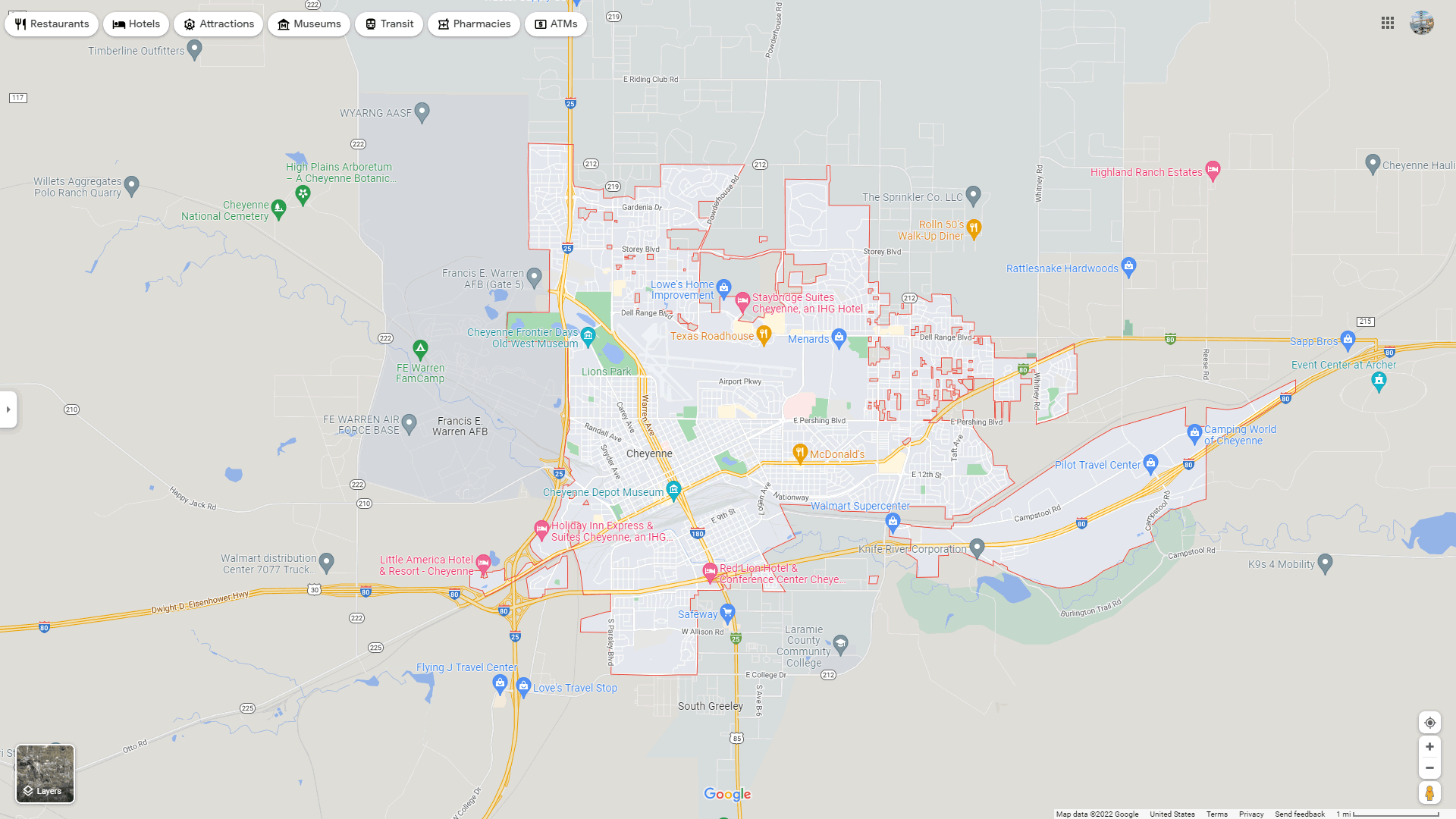 Cheyenne, Wyoming Map