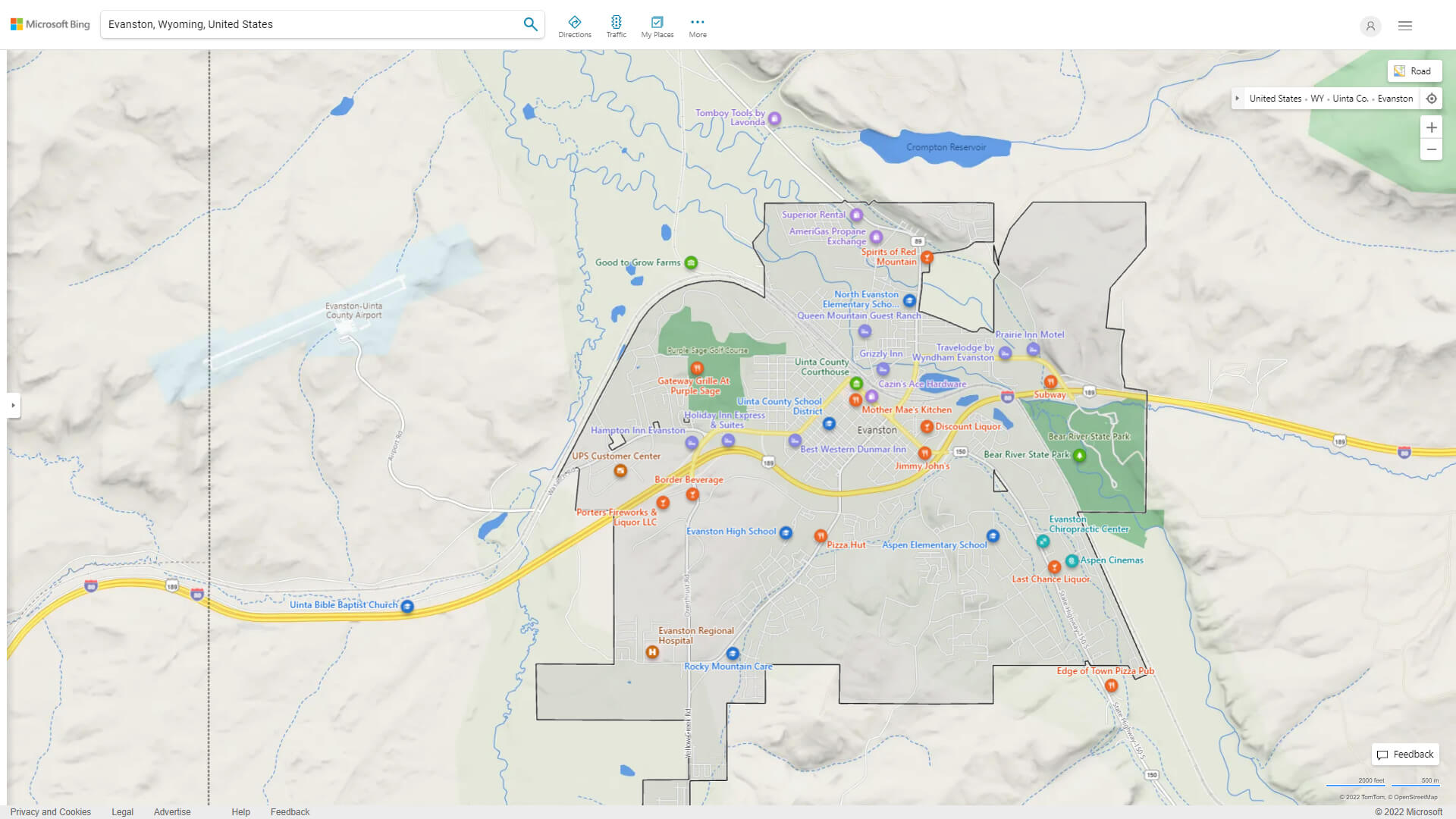Evanston, Wyoming Map