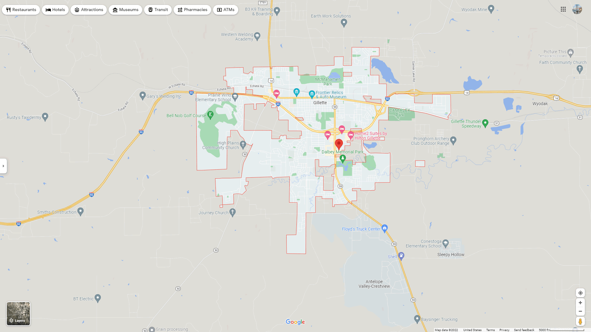 Gillette, Wyoming Map