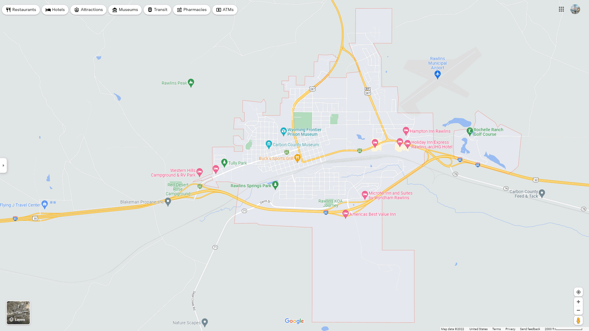 Rawlins, Wyoming Map