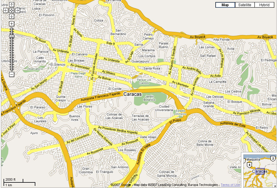 Caracas Map and Caracas Satellite Images